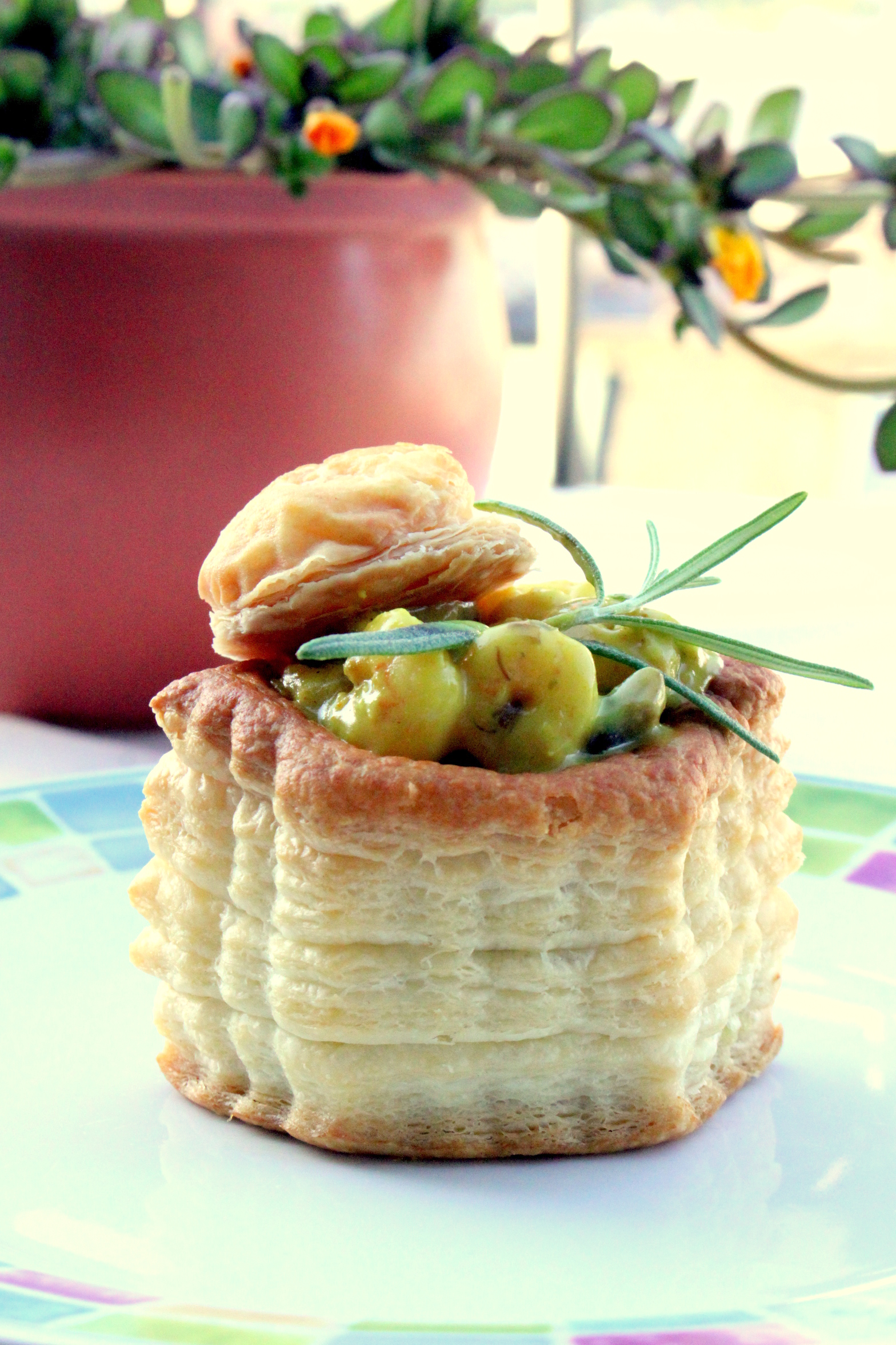 Selbstgemachte Pastetchen mit Garnelen Curry